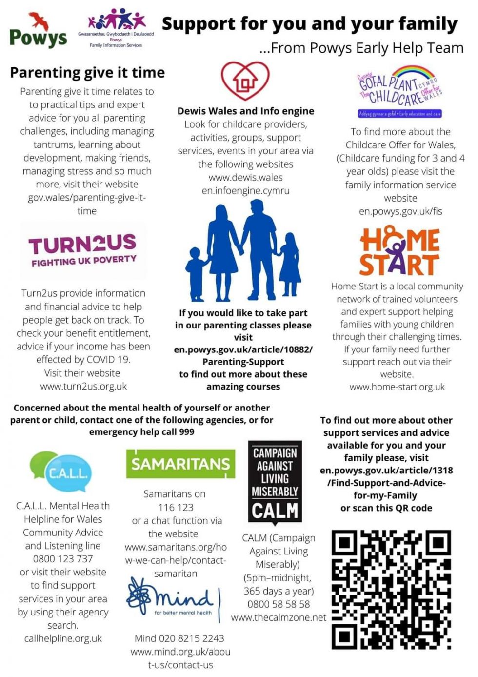 External support contacts for parents | Ysgol Bro Hyddgen